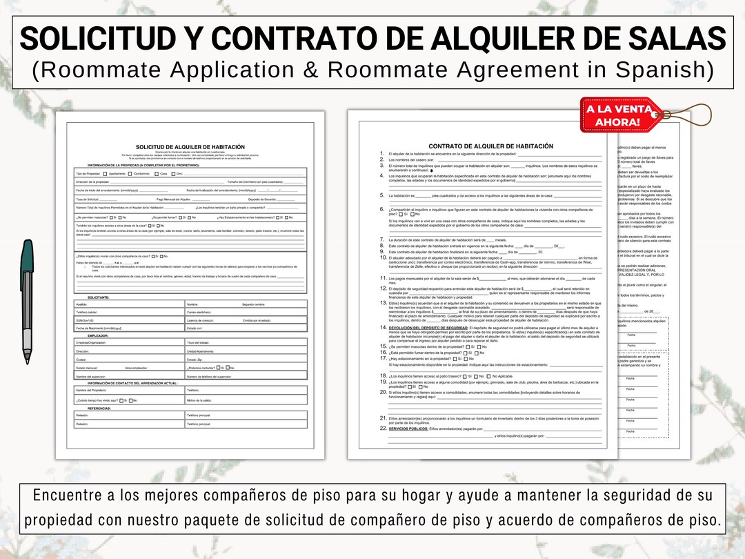 Solicitud De Alquiler De Habitaciones & Contrato De Alquiler De ...