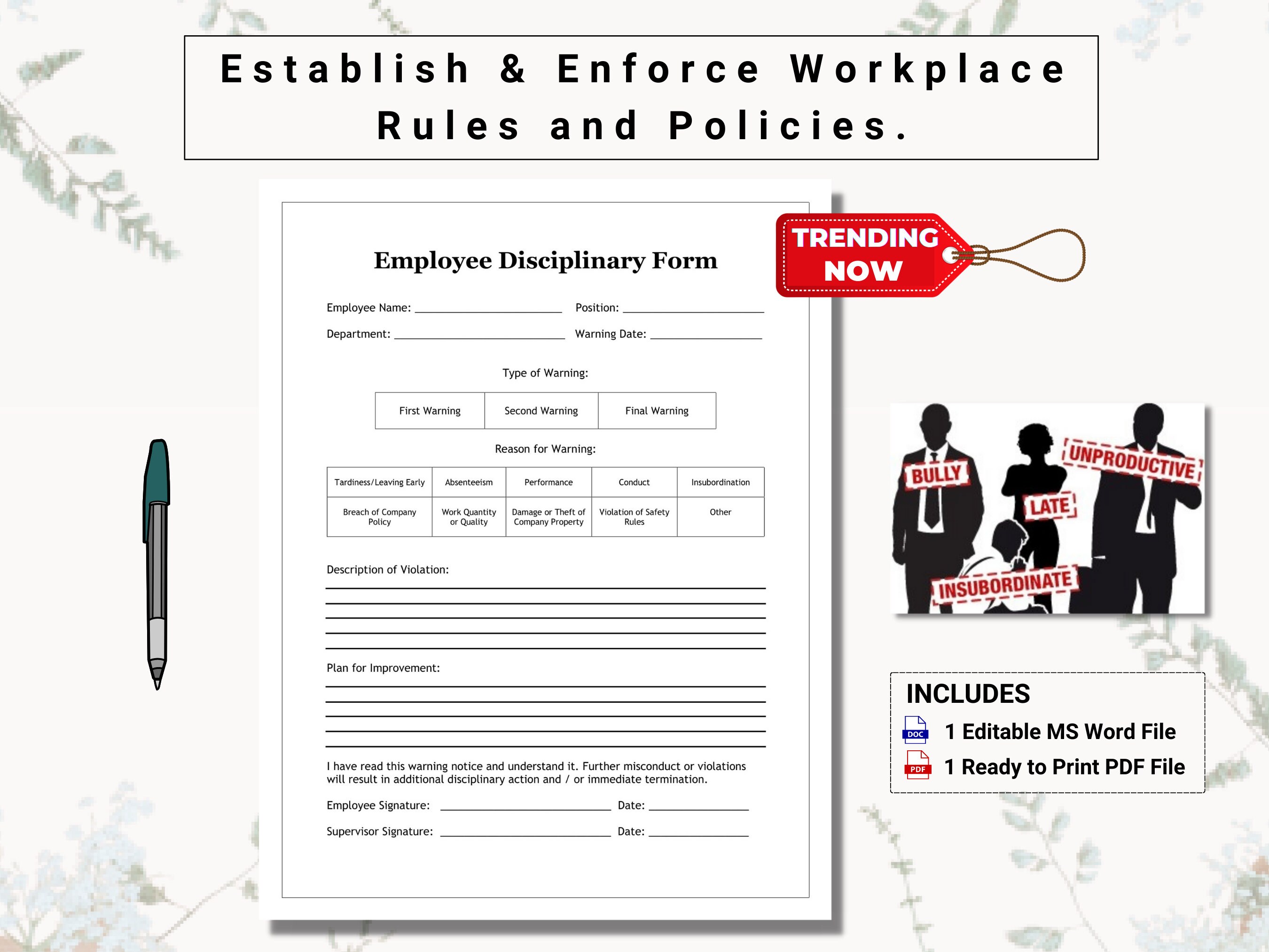 Employee Write Up Form Samples