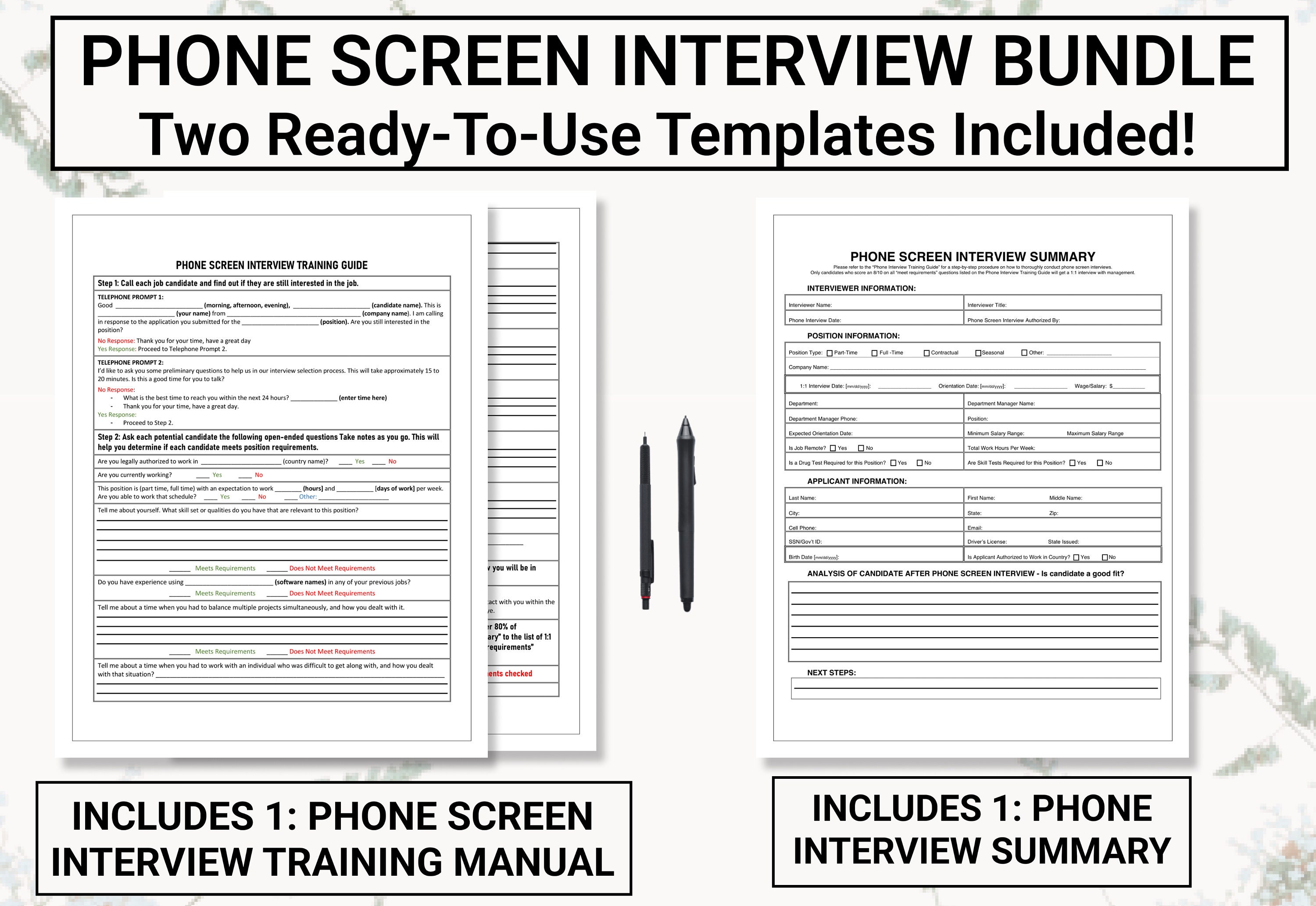 Phone Screening / Job Interview Bundle Find the Best Job - Etsy