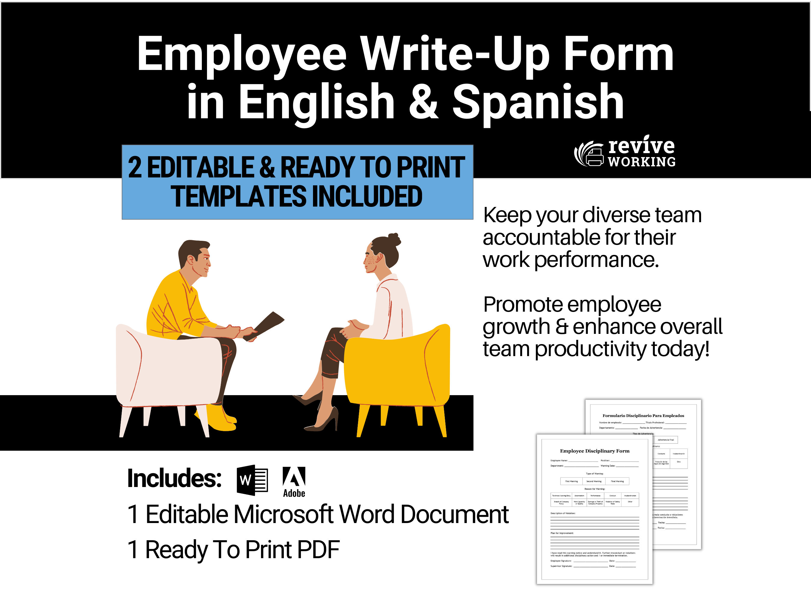Employee Write up Form in English & Spanish | Formulario Disciplinario ...