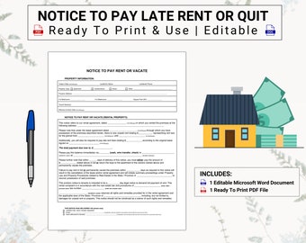Notice to Pay Rent or Quit - Etsy