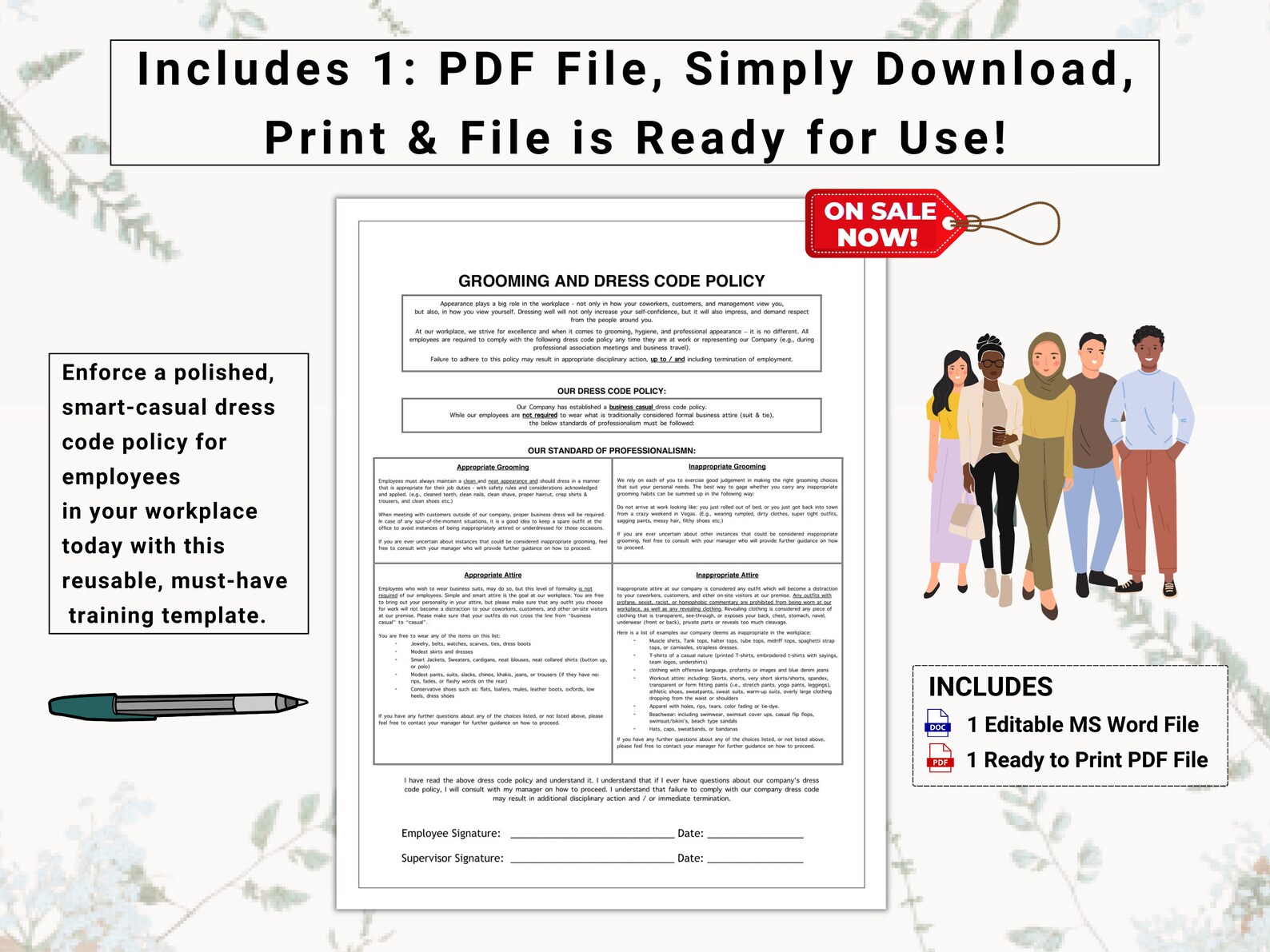 Employee Dress Code / Grooming Policy | Employee Handbook Must Have ...