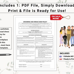 Employee Dress Code / Grooming Policy | Employee Handbook Must Have ...