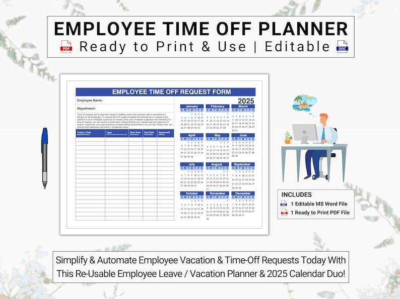 2025 Employee Time-off Planning Calendar for PTO, Leave & More ...