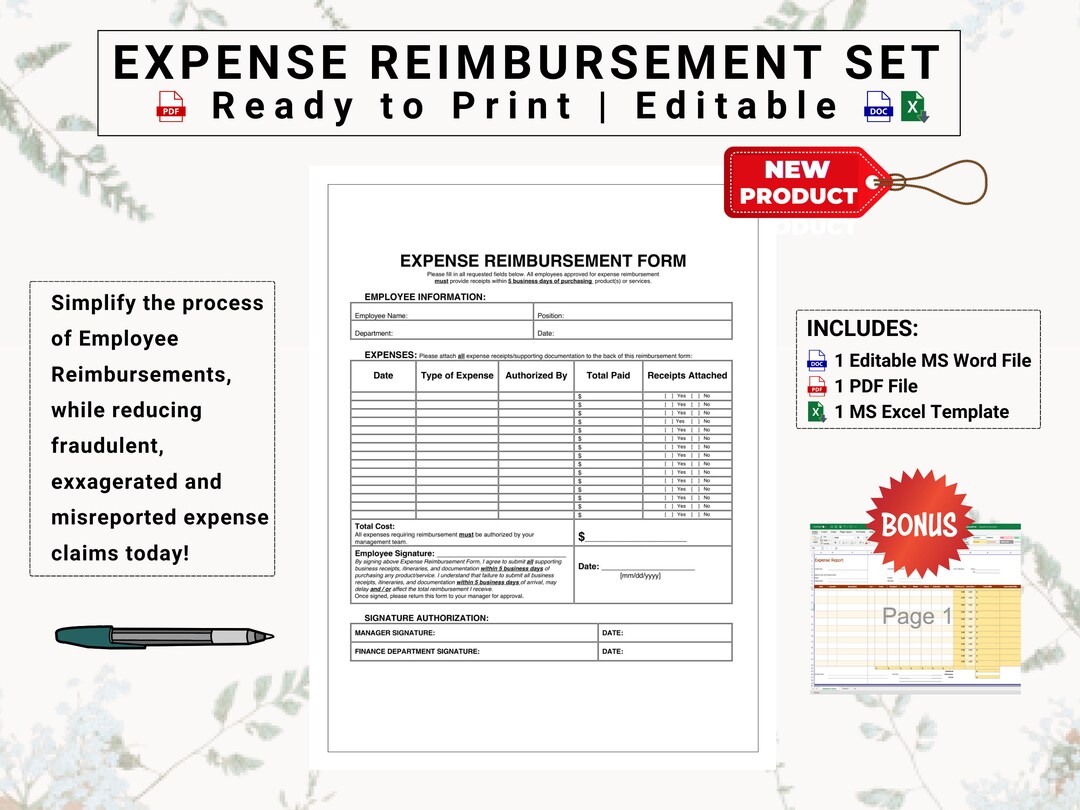 Employee Expense Report & Expense Reimbursement Set | Streamline How You Calculate, Collect and ...