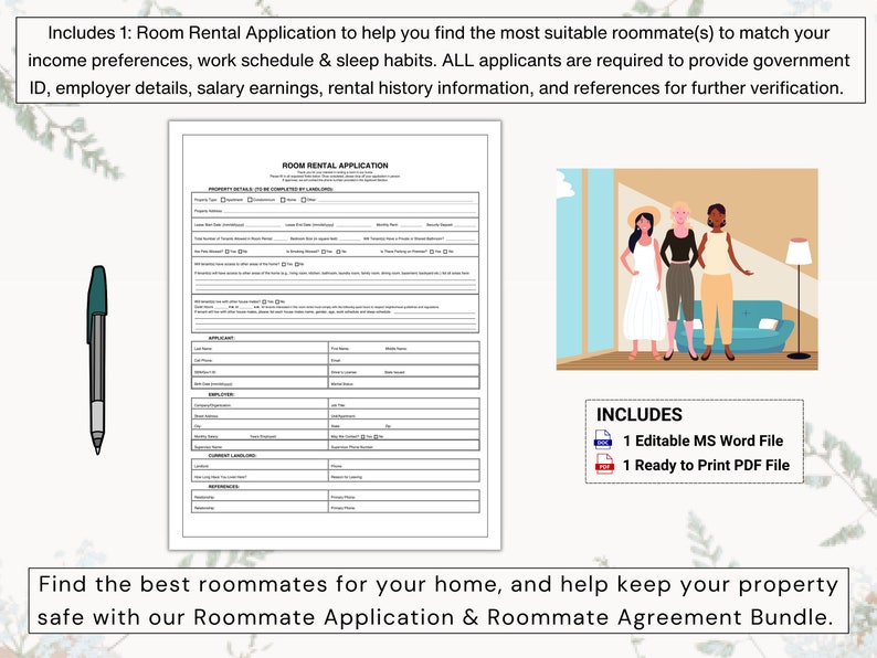 Room Rental Application & Roommate Agreement Bundle | Find the Most ...