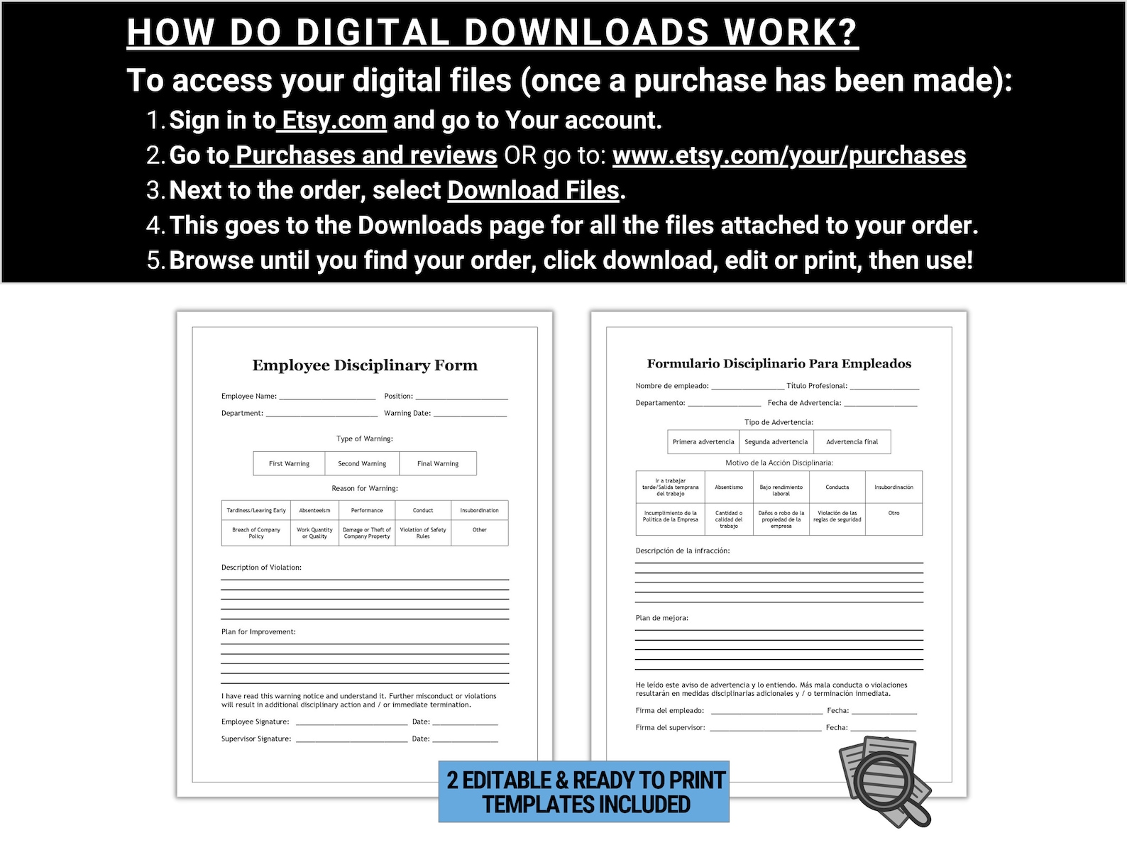 Employee Write up Form in English & Spanish | Formulario Disciplinario ...