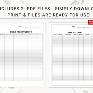 Restaurant Table Reservations & Table Wait List Set | Streamline ...