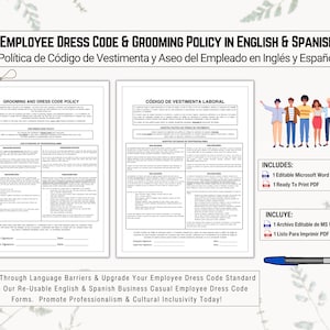 Employee Dress Code & Grooming Policy in English + Spanish | Código De ...