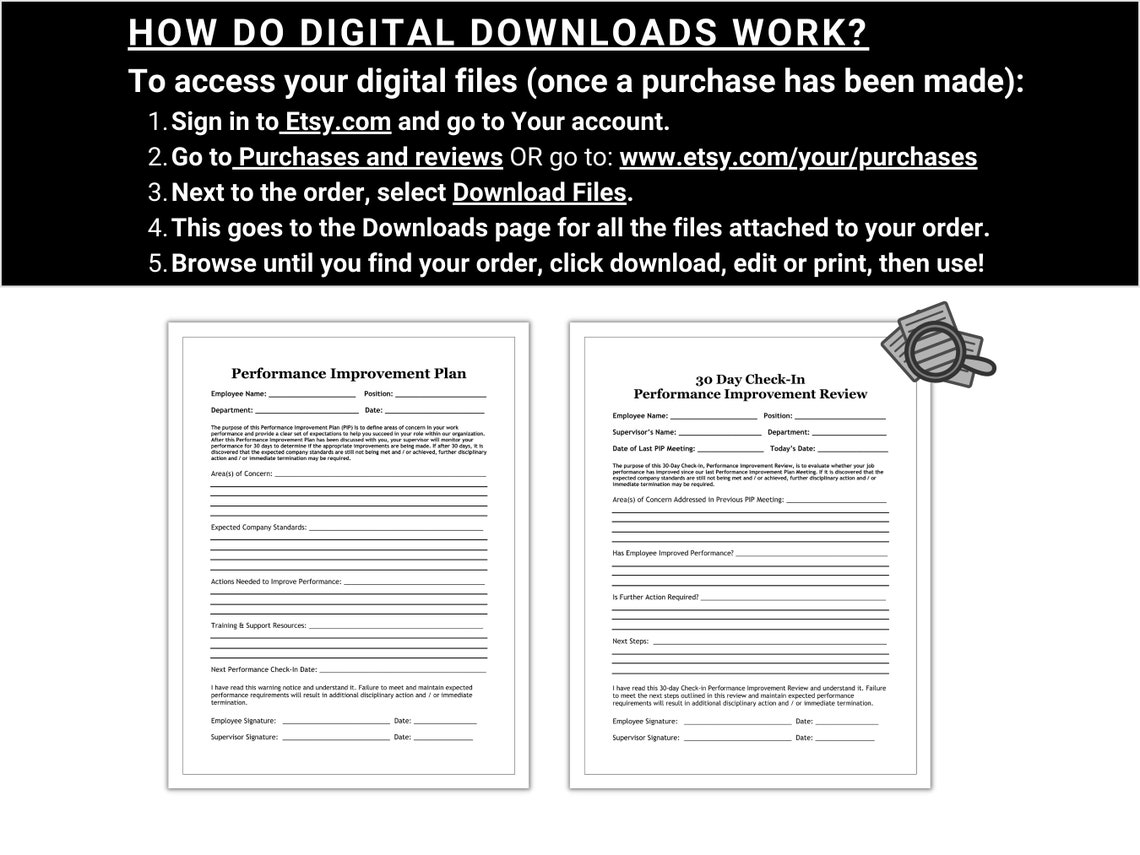 Employee Performance Improvement Plan & 30-day Follow up Review Set ...