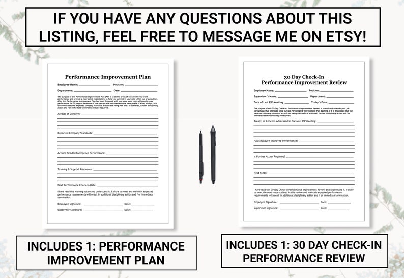 Employee Performance Improvement Plan & 30-day Follow up - Etsy