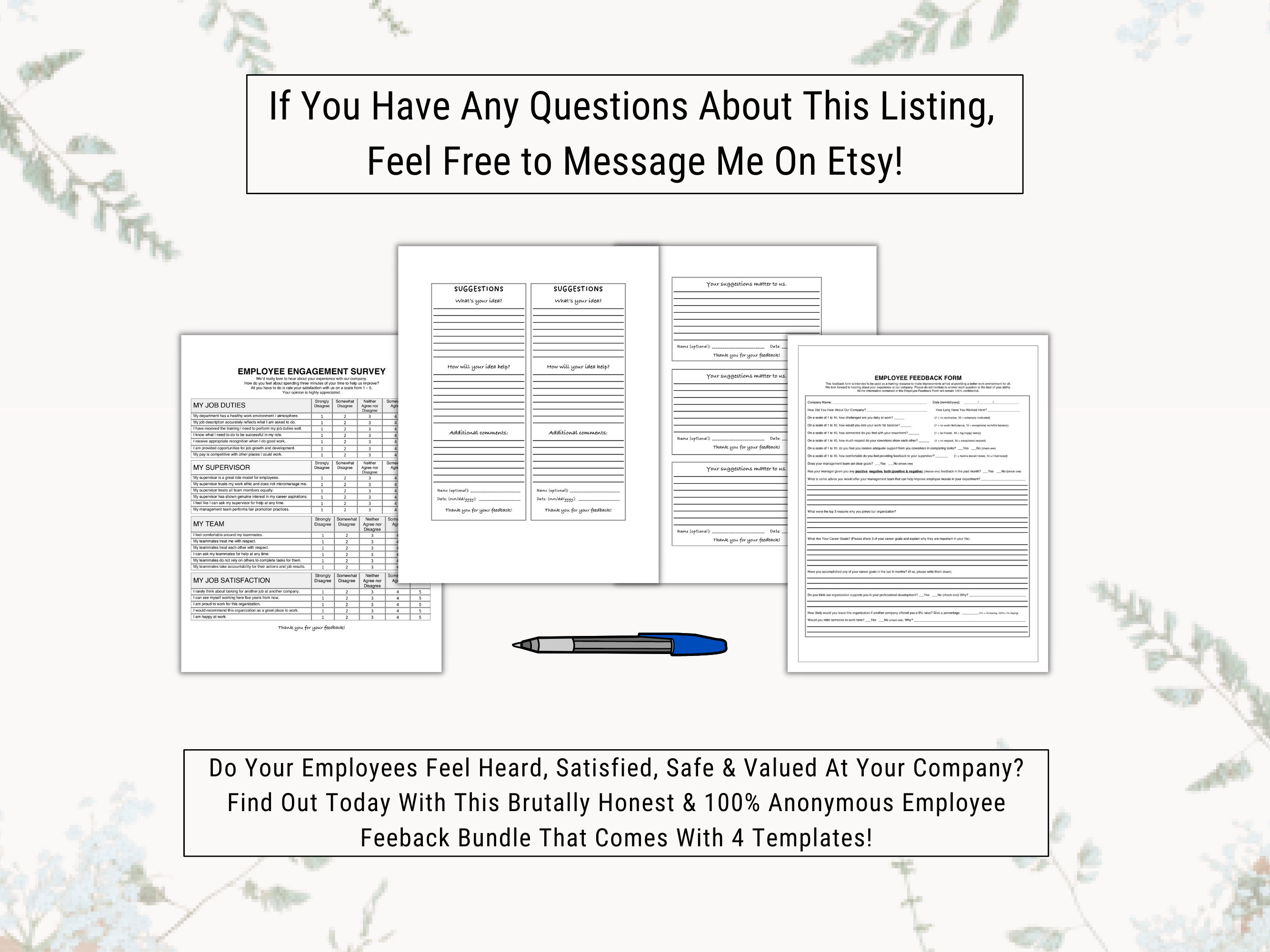 Employee Feedback Tell-all Set | Find Out How Your Employees Feel About ...