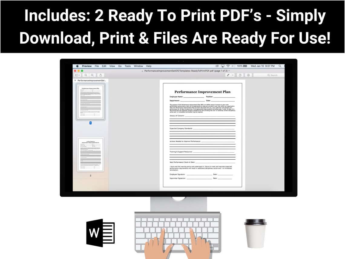 Employee Performance Improvement Plan & 30-day Follow up Review Set ...