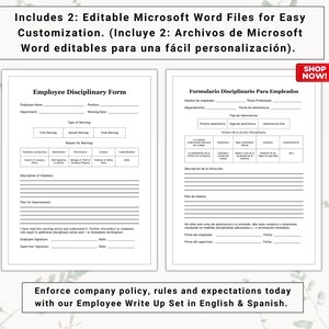 Employee Write up Form in English & Spanish Formulario - Etsy