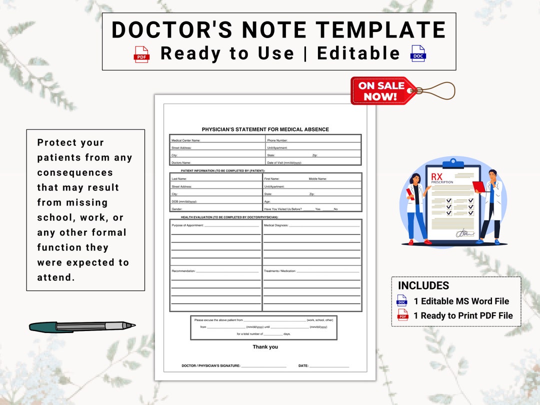 Doctor's Note / Doctor's Excuse Letter | Automate Patient Medical Sick ...