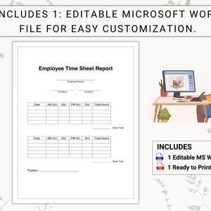 Employee Time Sheet / Time Card | Perfect for 2 Week Paydays & 5-day ...
