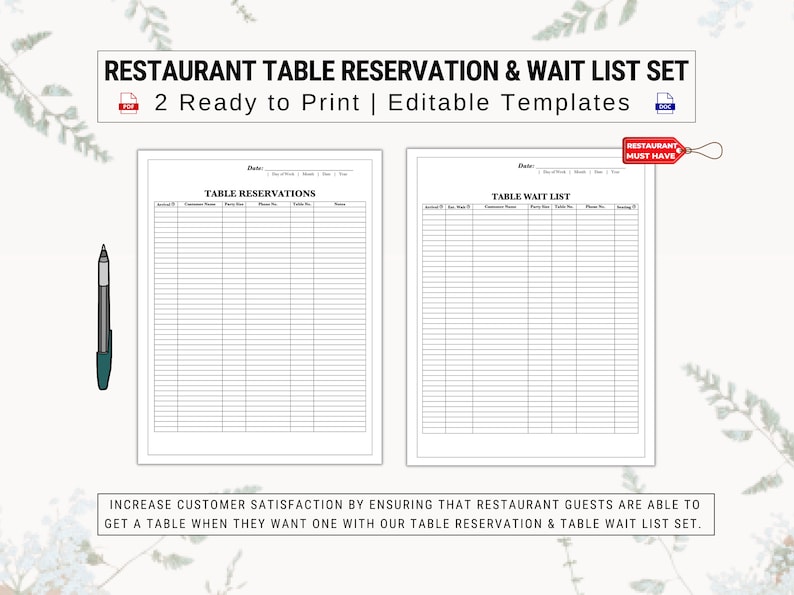 Restaurant Table Reservations & Table Wait List Set Streamline ...