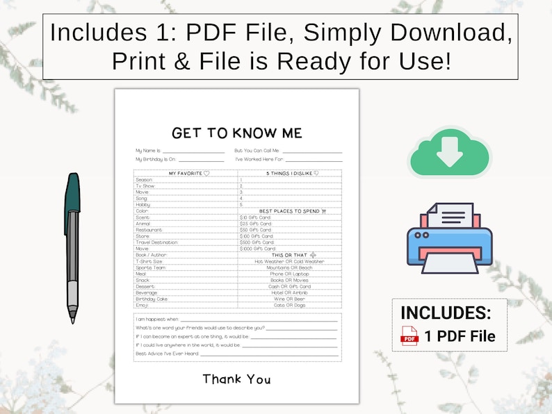 Employee "get to Know Me" Game | Learn More About Your Employees ...