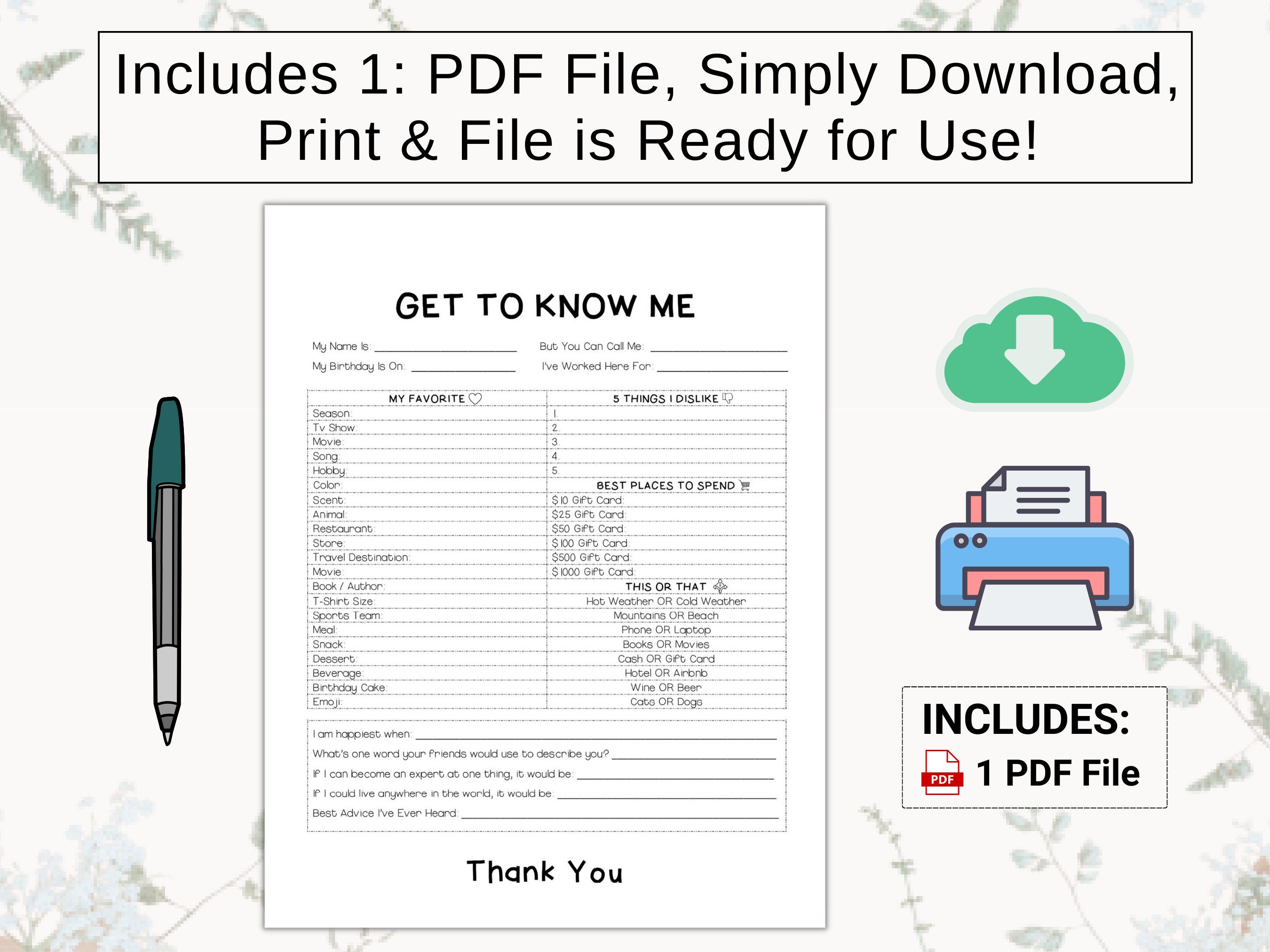 Employee "get to Know Me" Game | Learn More About Your Employees ...