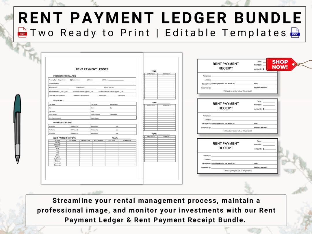 Rent Payment Ledger Rent Payment Receipt Set Track Monthly Etsy rent-payment-ledger-rent-payment-receipt-set-track-monthly-etsy