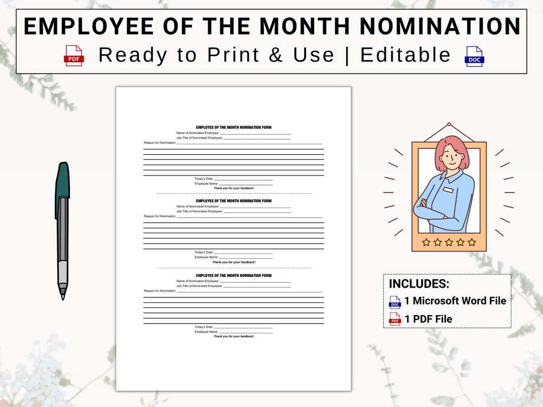 Employee of the Month Nomination Form | Increase Employee Motivation ...