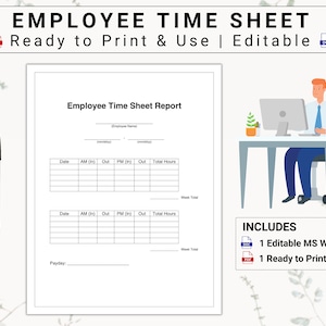 Employee Time Sheet / Time Card | Perfect for 2 Week Paydays & 5-day ...