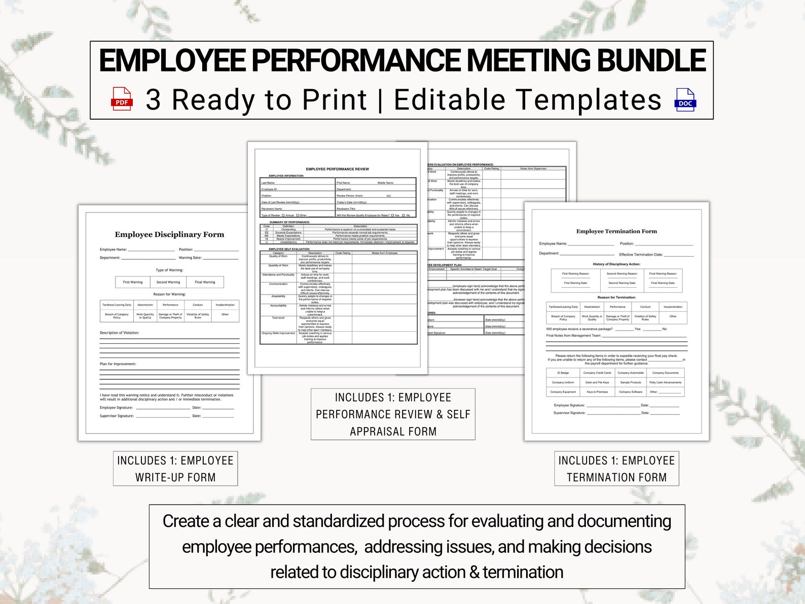 Employee Performance Meeting Bundle | Promote Employee Growth, Success ...