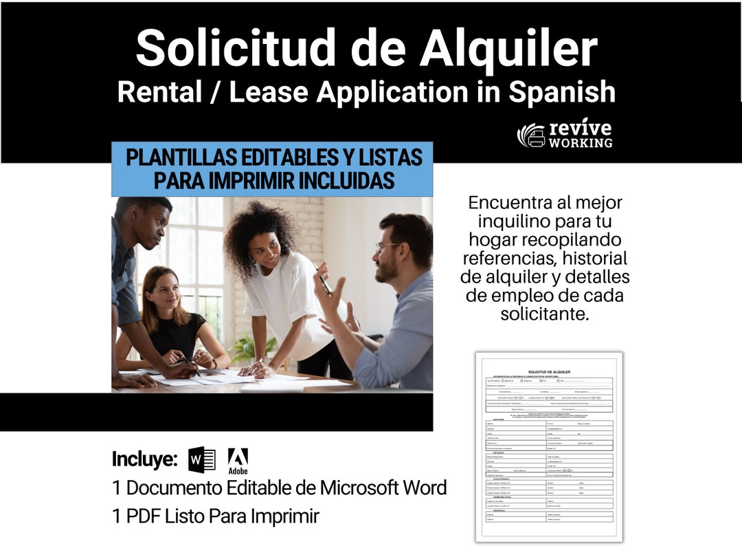 Rental / Lease Application for Spanish Speaking Tenants | Break Through ...
