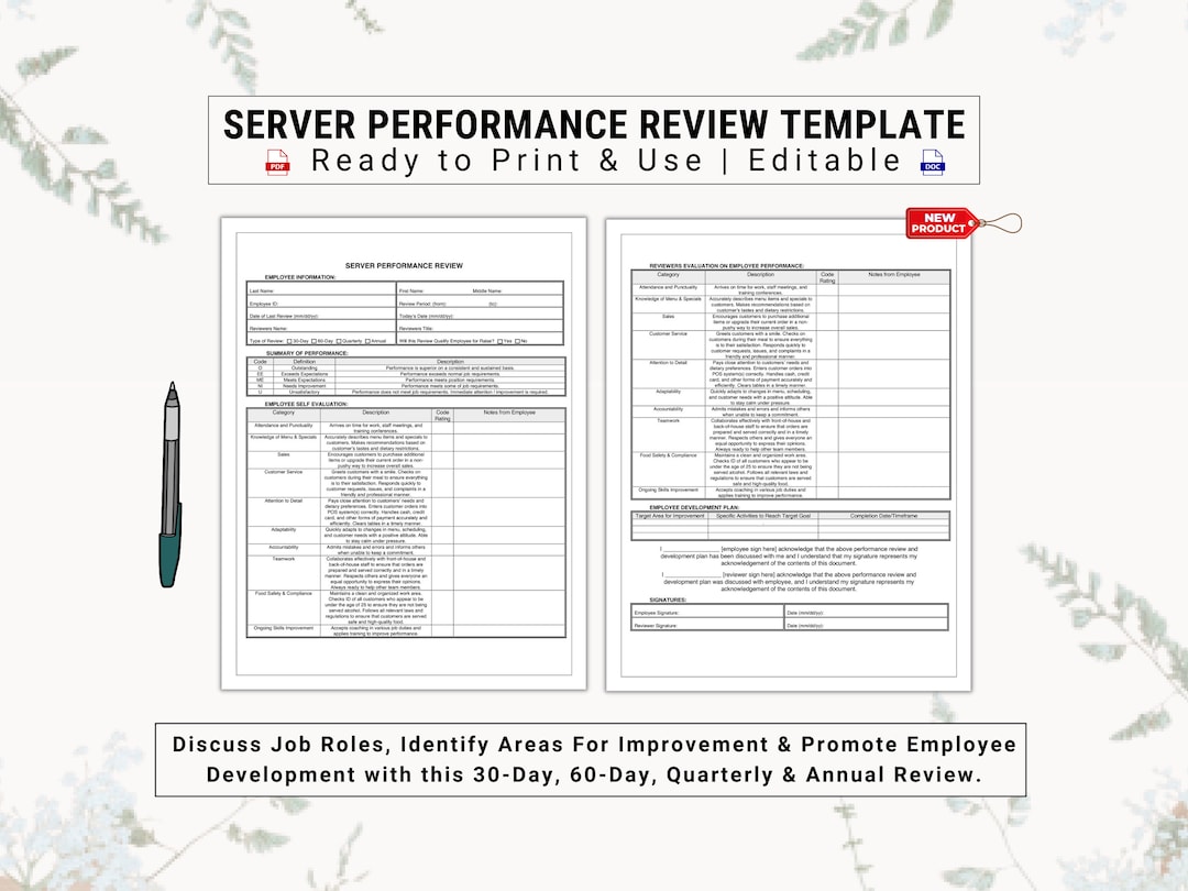 Restaurant Waitress / Server Performance Review & Self Appraisal ...