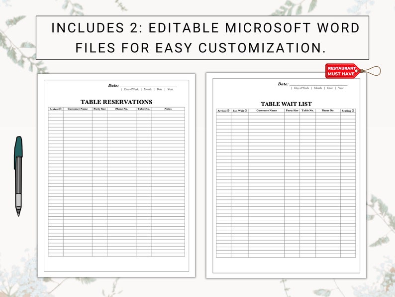 Restaurant Table Reservations & Table Wait List Set | Streamline ...