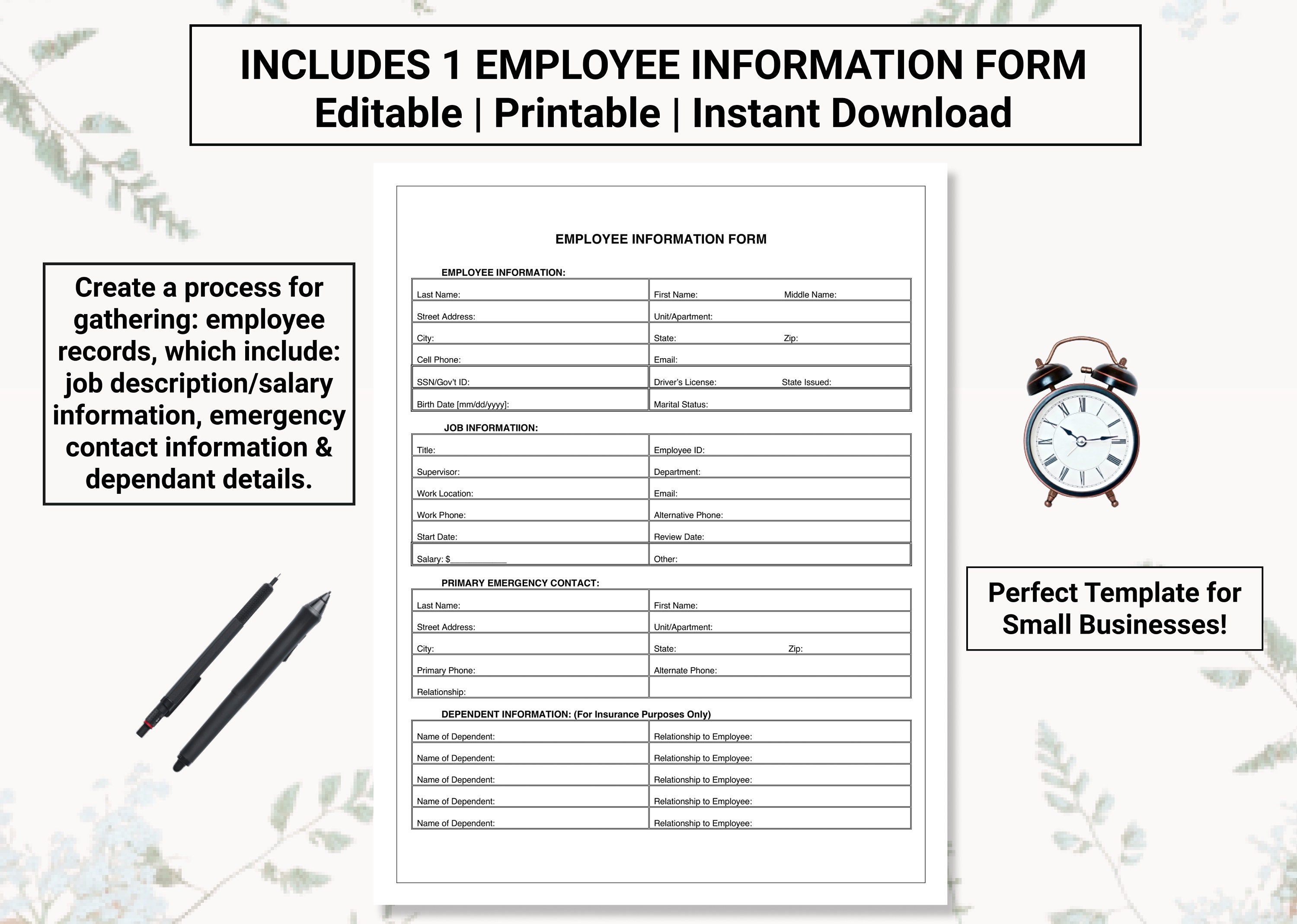 New Hire / Employee Onboarding Set | Includes Employee Information Form ...