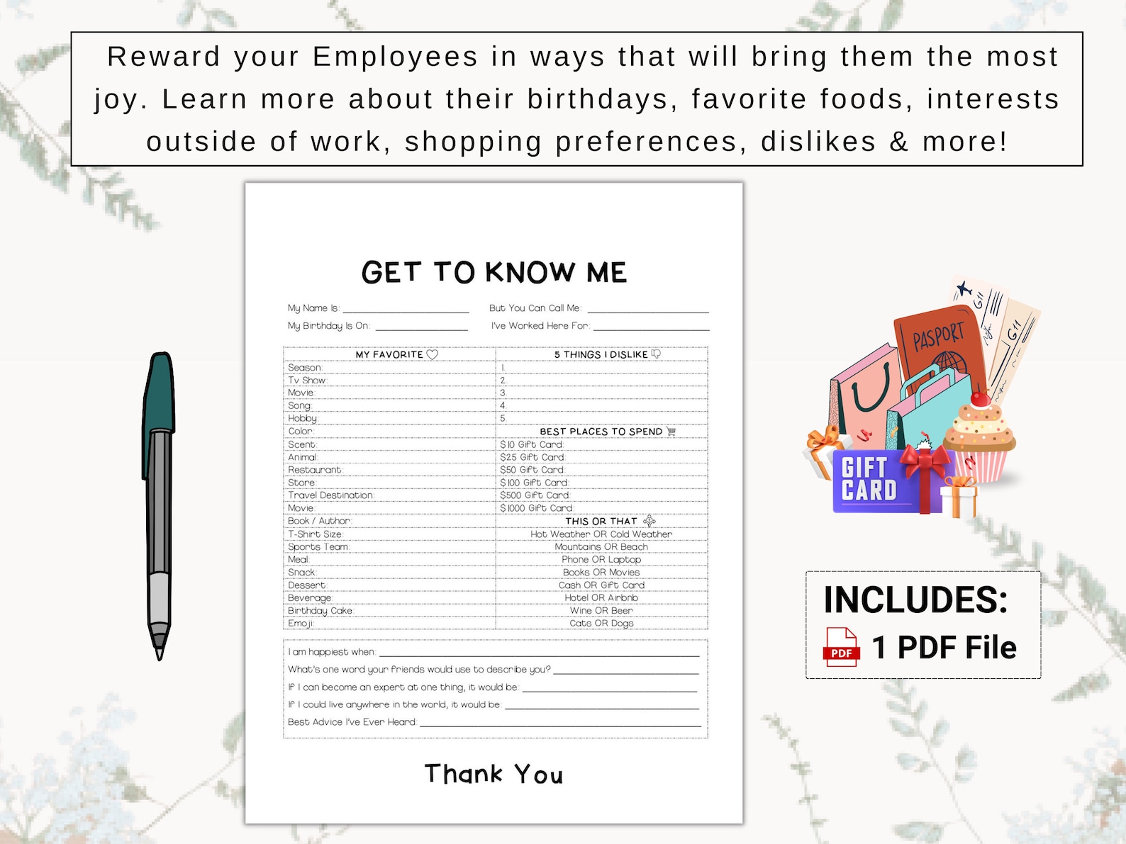 Employee "get to Know Me" Game | Learn More About Your Employees ...