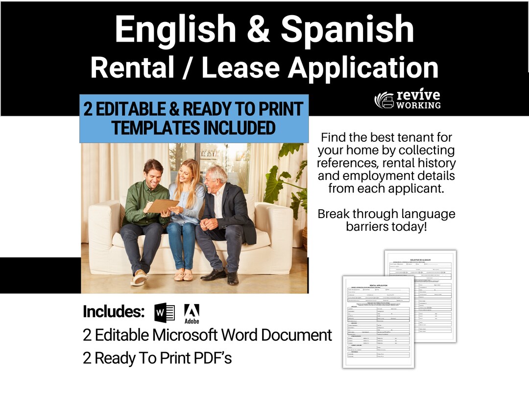 Rental / Lease Application Bundle in English & Spanish | Find the Best ...