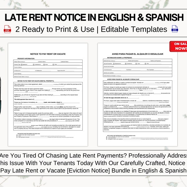 Late Rent Notice Template - Etsy