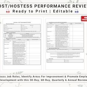 Restaurant Hostess / Host Performance Review & Self Appraisal - Etsy