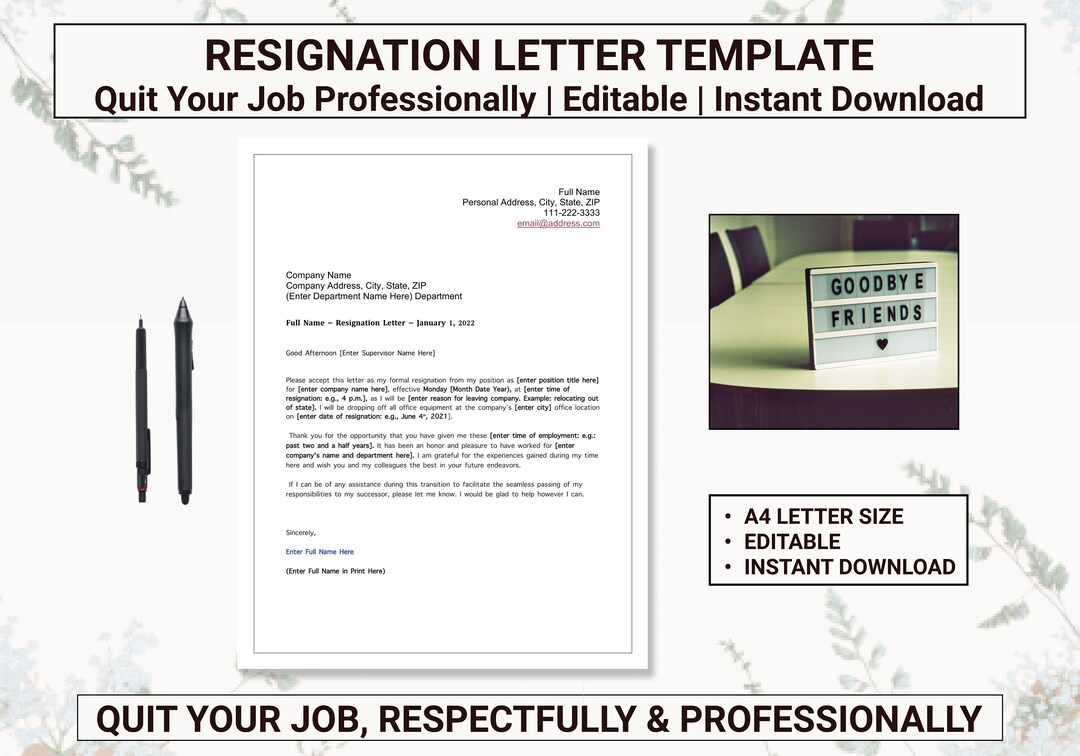 Employee Resignation Letter Quit Your Job Professionally & Respectfully ...