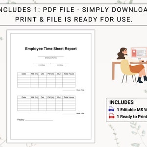 Employee Time Sheet / Time Card | Perfect for 2 Week Paydays & 5-day ...