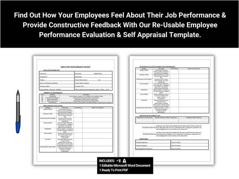 Employee Performance Review in English & Spanish | Plantilla De ...