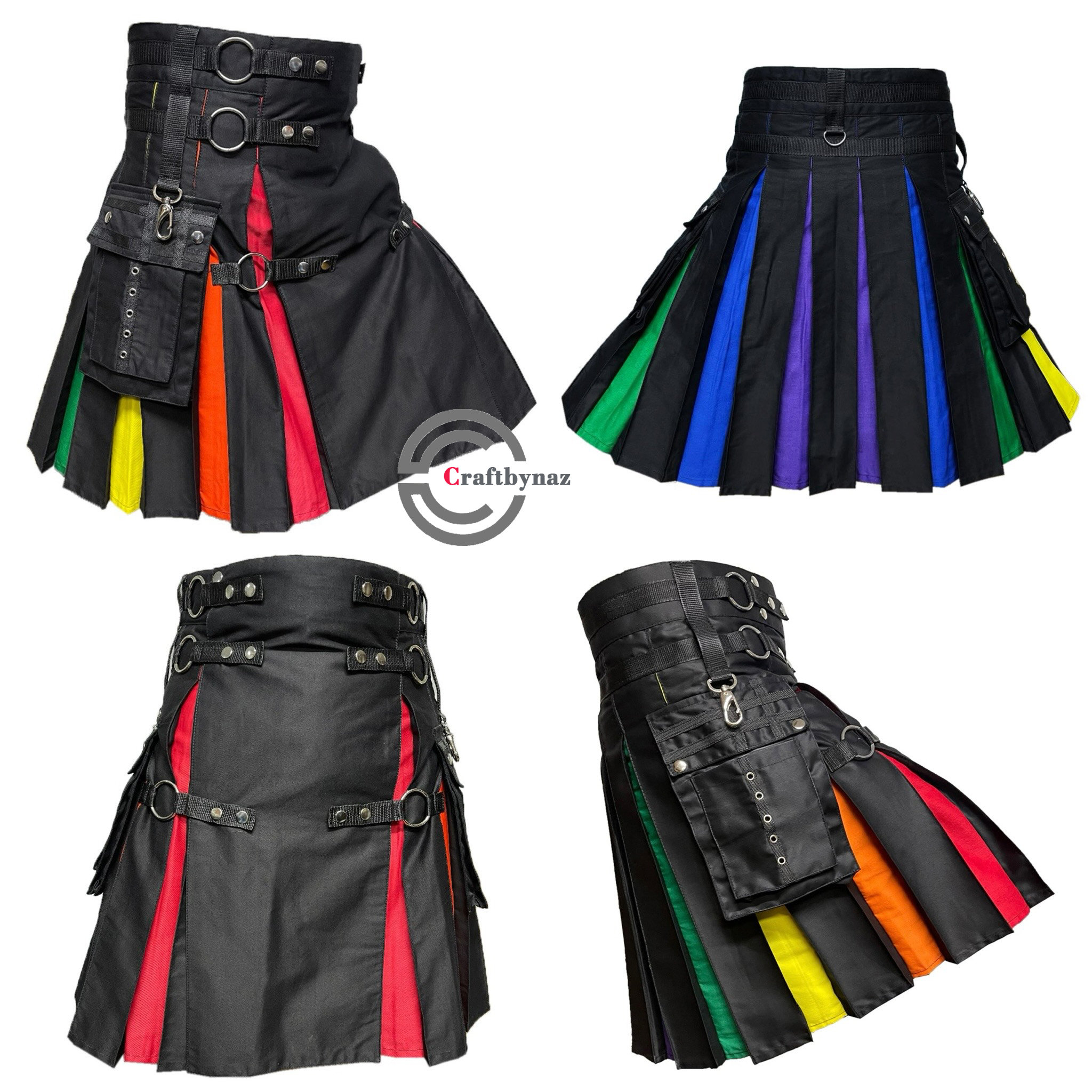 Scottish Pride Kilt LGBT Gay Kilt Hybrid Modern Rainbow Utility Kilts ...