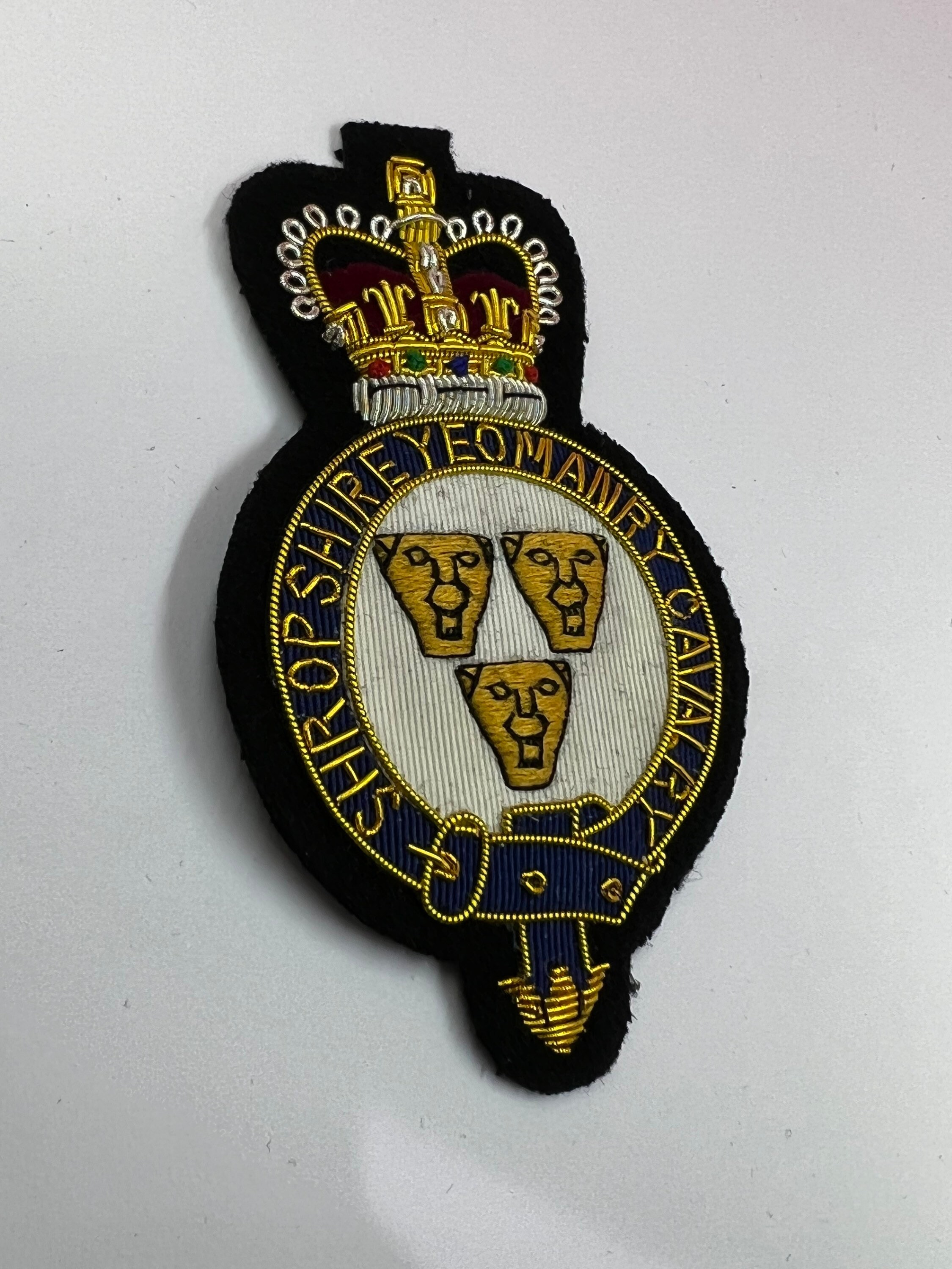 Shropshire Yeomanry Cavalry Hand Embroidered Bullion Wire Blazer Badge ...