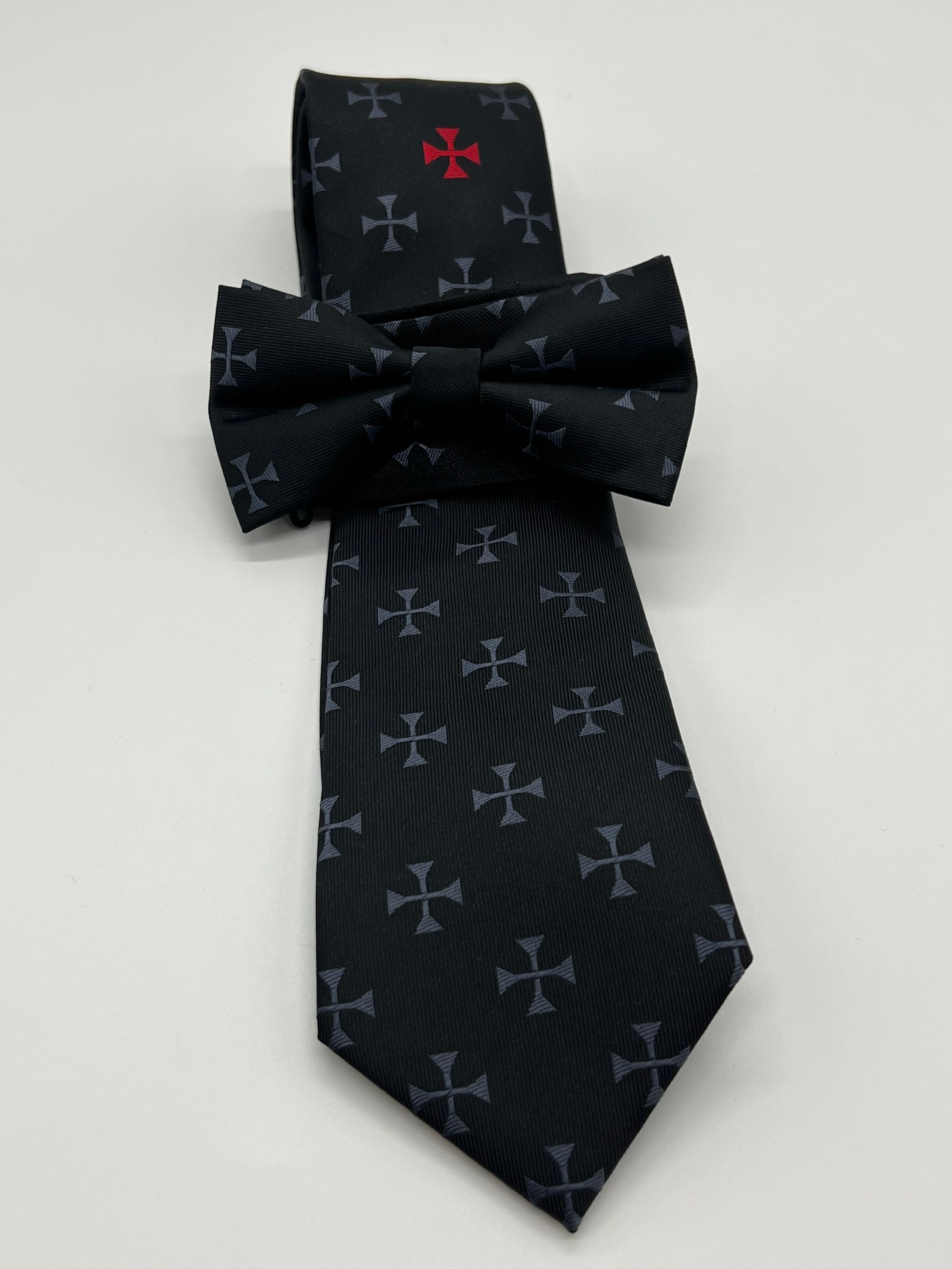 Masonic Knights Templar Tie and Bow Set Handmade KT Masonic Regalia Tie ...
