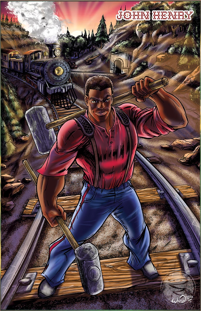 John Henry - Comic Art Poster // Digital Colors // Traditional Inks ...