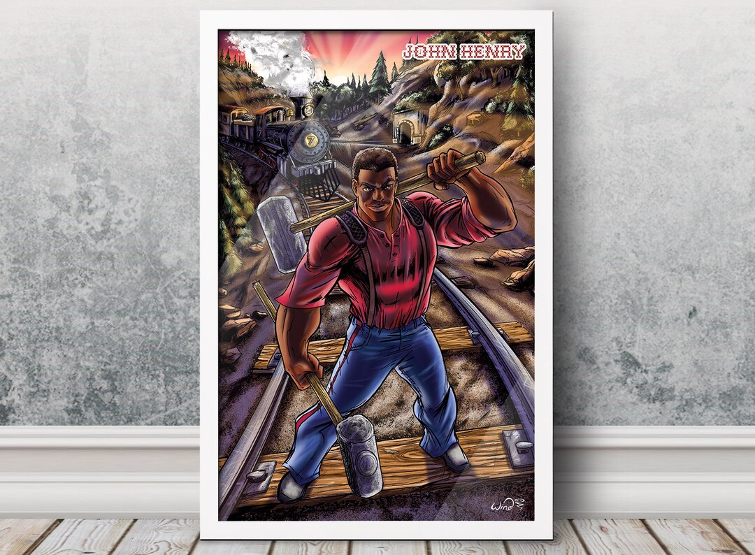John Henry - Comic Art Poster // Digital Colors // Traditional Inks ...