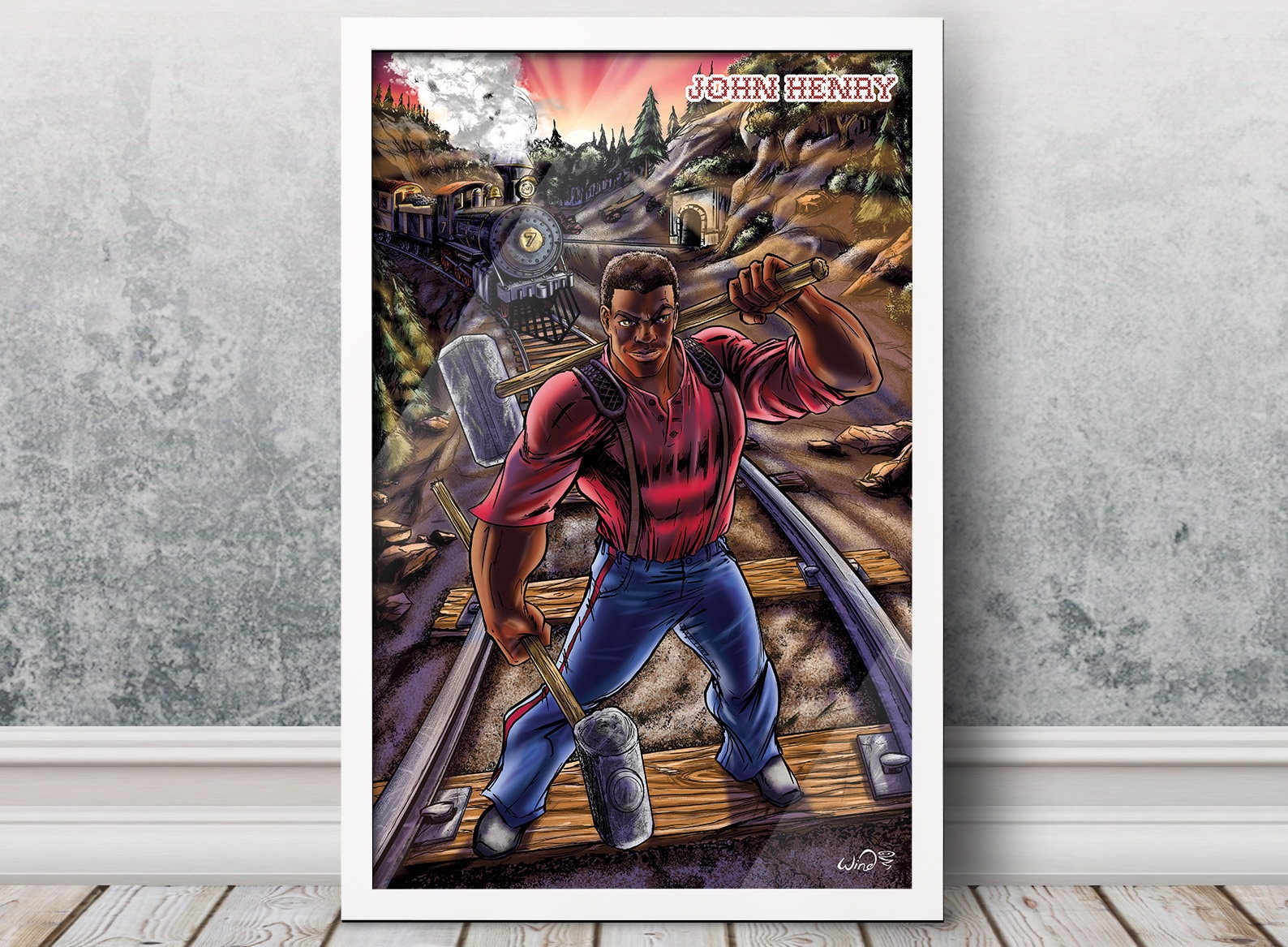 John Henry Comic Art Poster // Digital Colors // Traditional Inks ...