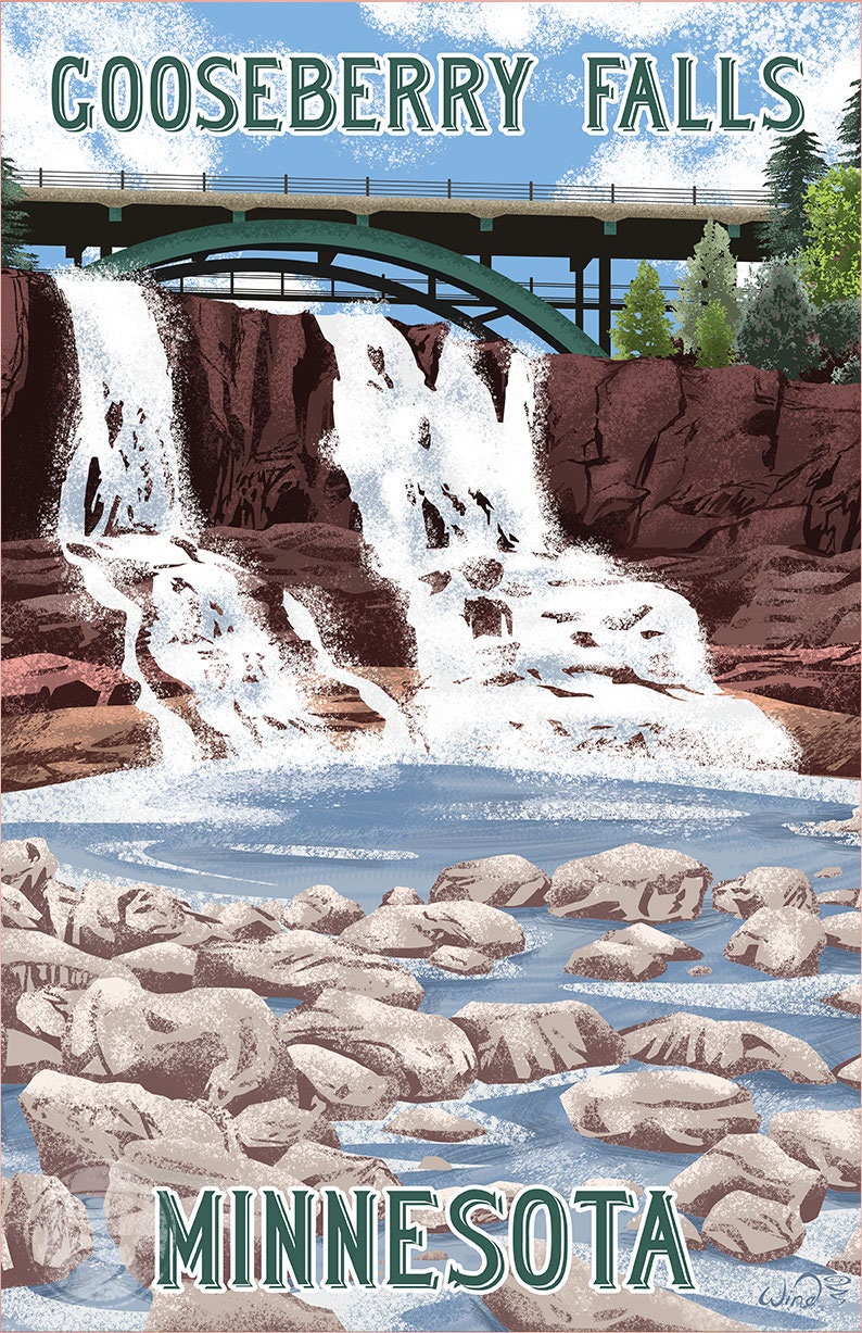 Gooseberry Falls, Minnesota - Vintage Travel Poster // State Parks ...