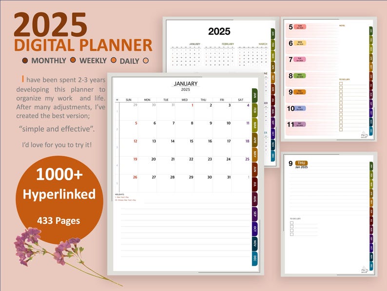 2025 Digital Planner and Calendar - Etsy