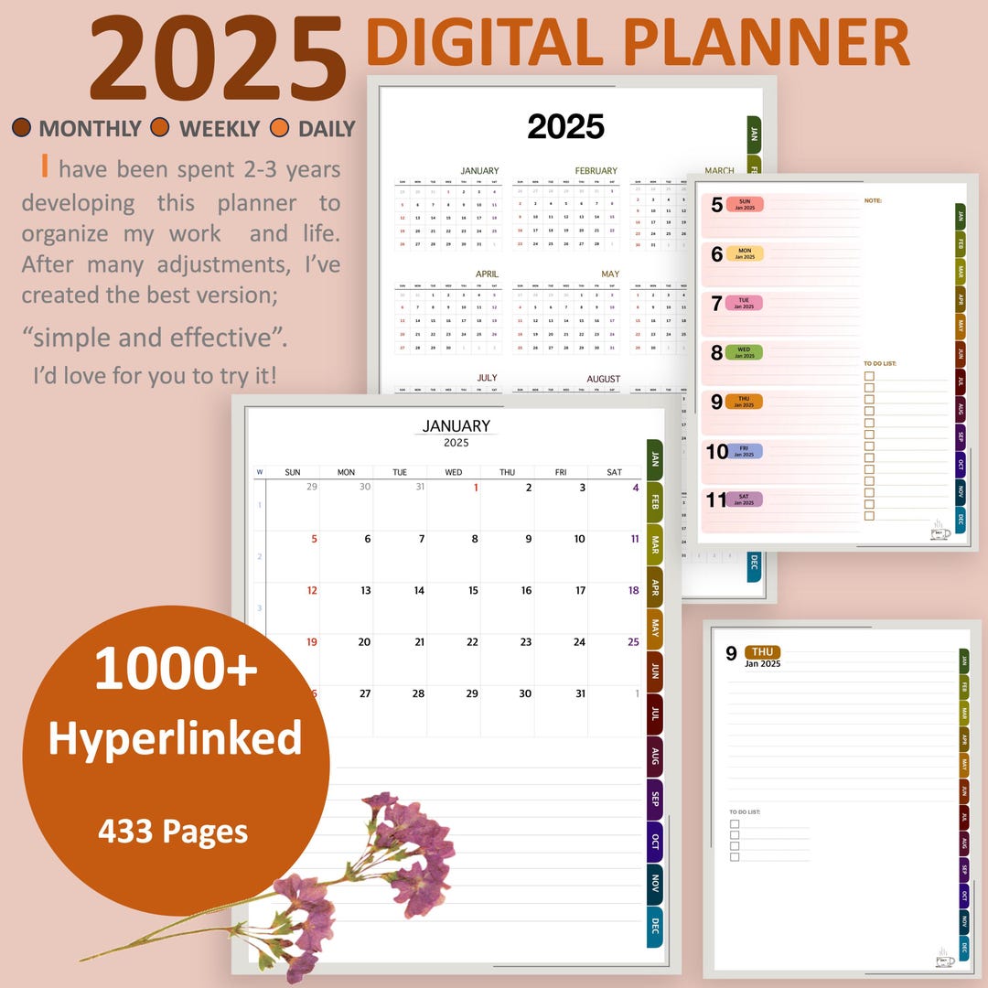 2025 Digital Planner and Calendar - Etsy
