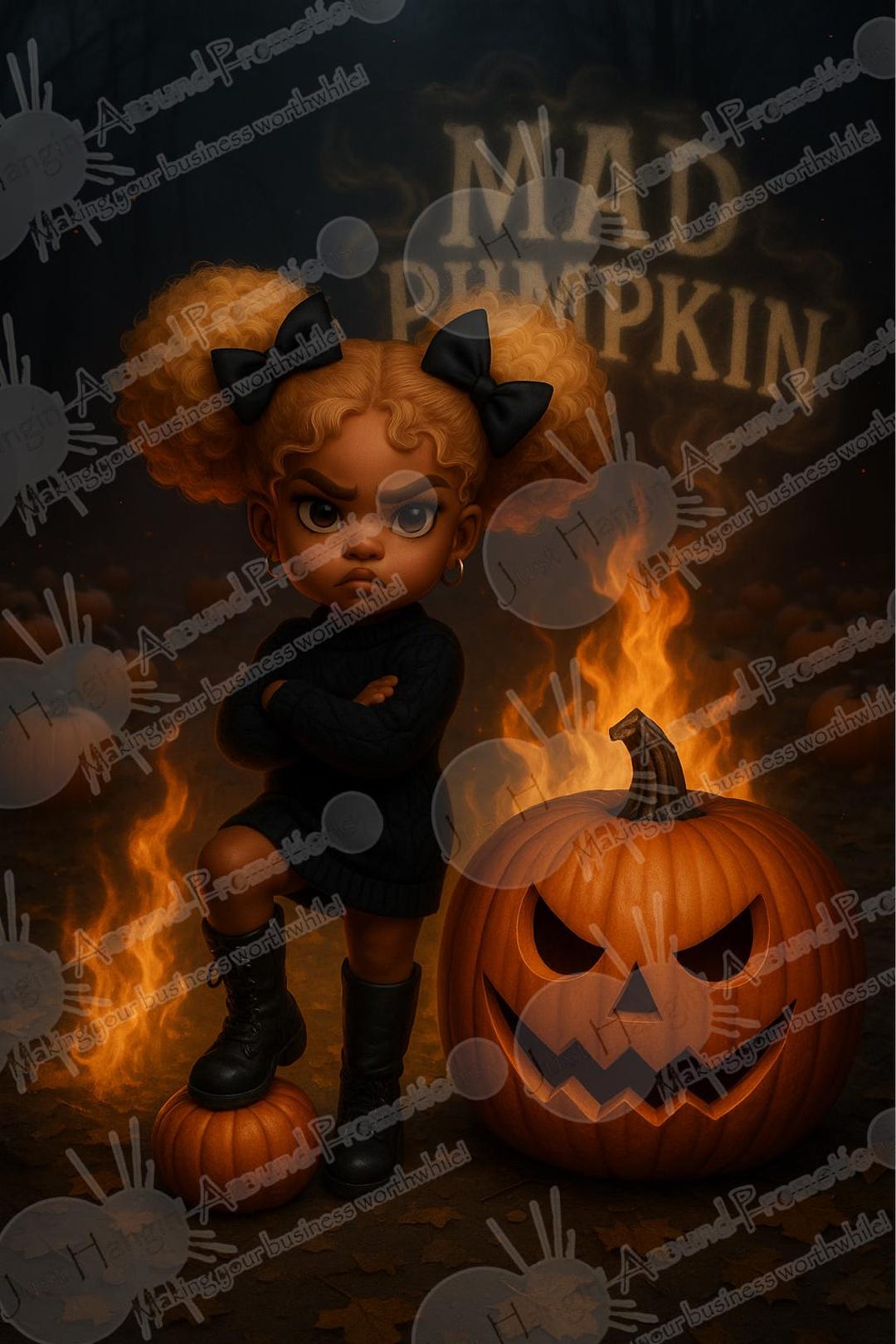 Mad Pumpkin - Fiery Halloween Girl - Digital Art Print - Etsy