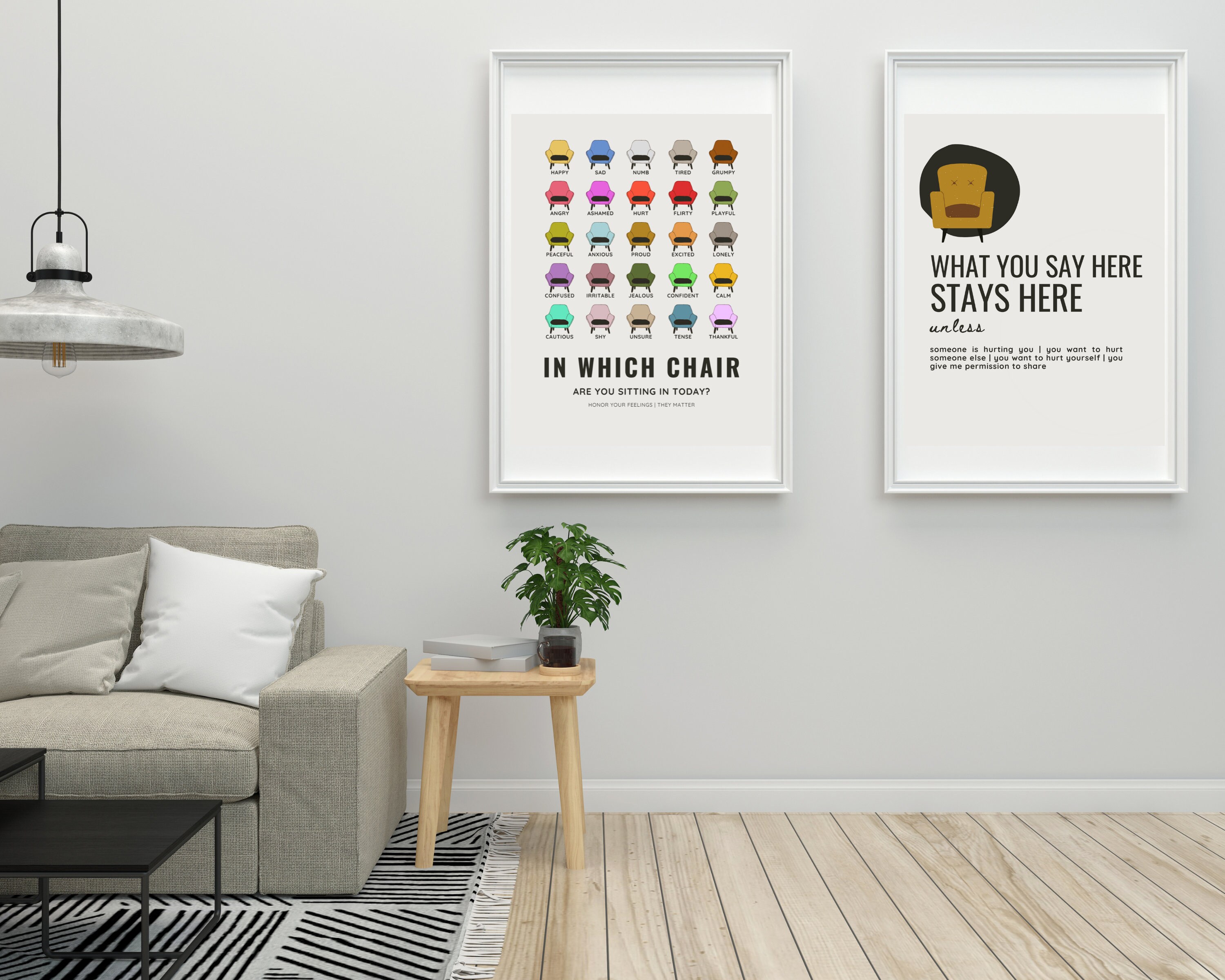 Feelings & Emotions Digital Chart Print | Therapy Poster, Counselor ...