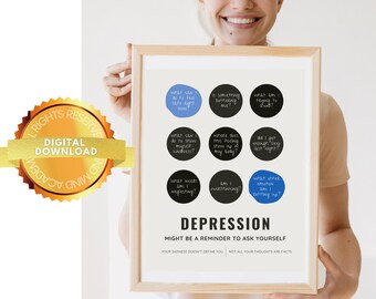 Depression Digital Print, Therapy, Counselor, Psychologist, Self Help ...
